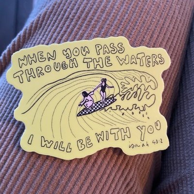 Surfing Jesus Waterproof Christian Sticker Faith Verse Bible Sticker ...