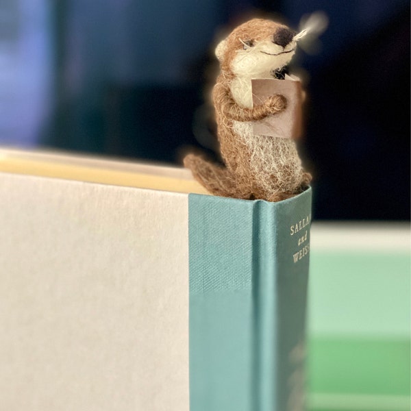 Funny Otter Bookmark, Needle Felted River Otter Figurine Otter Lovers ...
