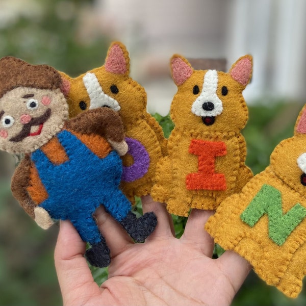 BINGO Finger Puppet | Felt Finger Puppet, Animal Finger Puppet ...