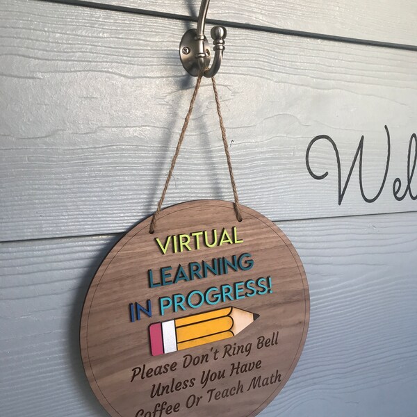 Virtual Learning in Progress Door Sign Homeschool Decor Door Sign Door ...