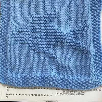 Knitting Pattern for Fish Washcloth or Afghan Square - Etsy Canada