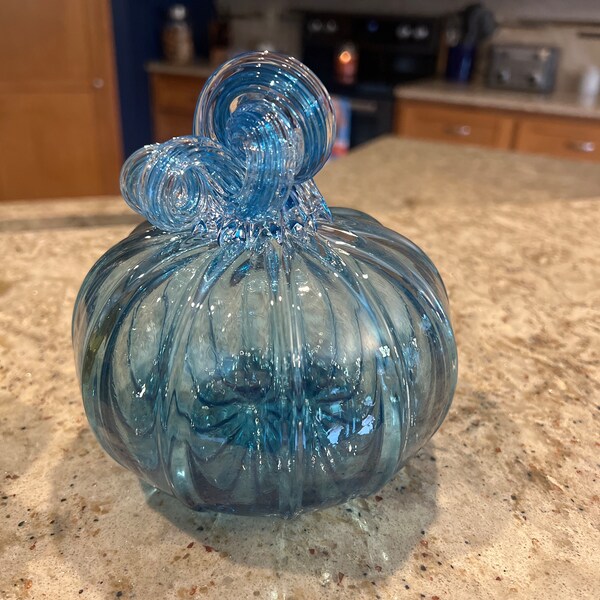 Clear and White Handblown Decorative Glass Pumpkin - Etsy