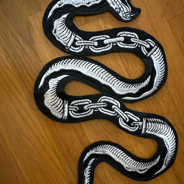 MASSIVE White Snake Iron-on Embroidered Patch - Big Snake Embroidery ...
