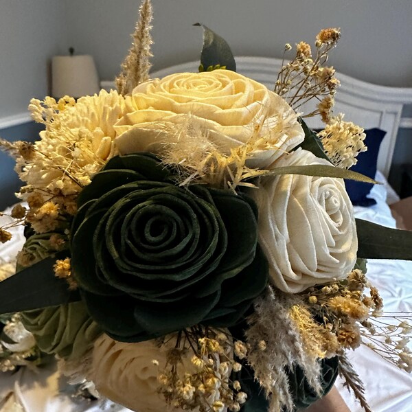 Wedding Bouquet, Bridal Bouquet, Sola Flower, Wedding Flower, Wooden ...