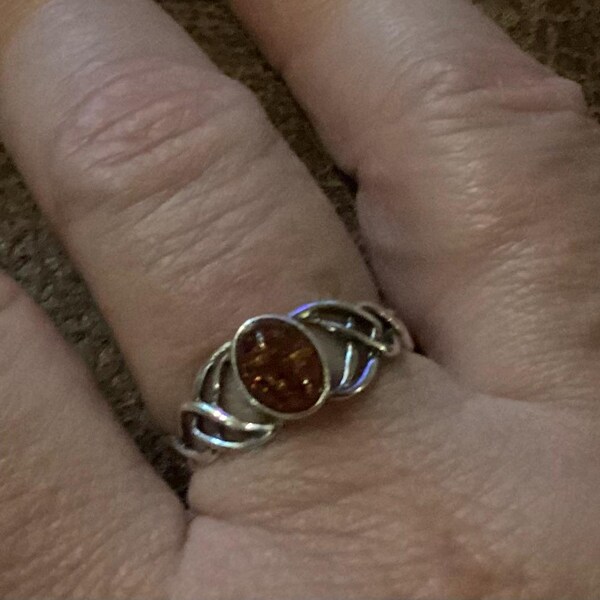Natural Baltic Celtic Knots Amber Ring • Best Gift for Her Birthday ...