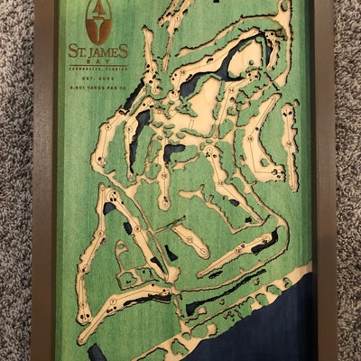 Highland Golf & Country Club Golf Course Map Layered Wood Golf Course ...