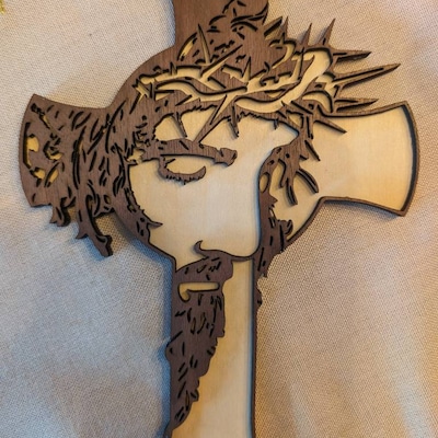 Jesus and Cross Laser Cut File. Vector File for Laser Cutting. Wall Art ...