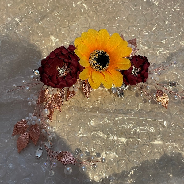 Sunflower Bridal Headpiece Sunflower Hair Comb Sunflower Headband ...