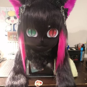 Custom Furry Mask With Black Hair for Girl,kig Fursona Head , Kig ...