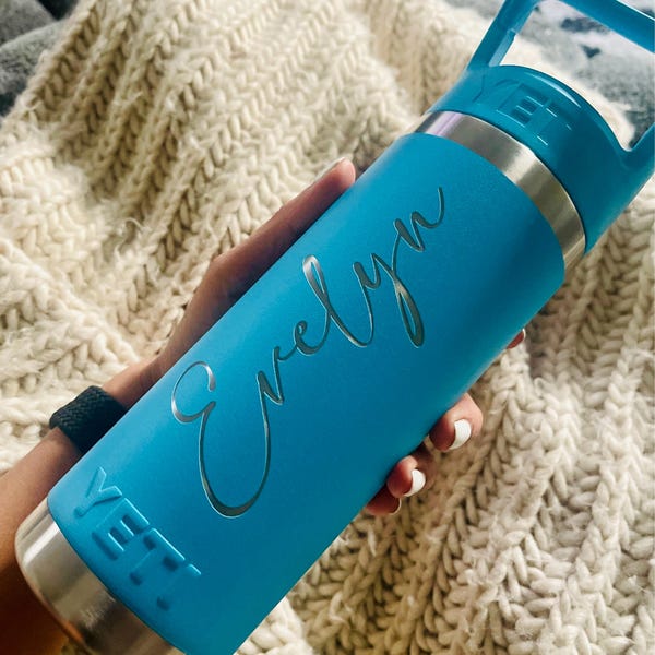 Yeti Rambler Color Matched Straw Top Water Bottles-customizable & Laser ...