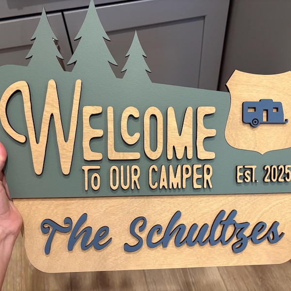 Personalized RV Sign – Custom Camper Family Sign, Wood Travel Trailer ...