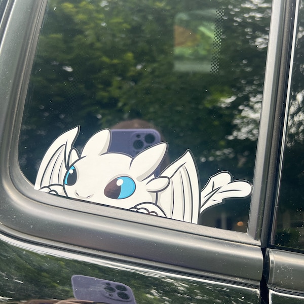 White Dragon Peeker Sticker / Cute White Dragon Peeking Peekabo Peekers ...