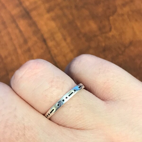 Morse Code Ring Personalized - Hand Stamped Initial Ring - Monogram ...