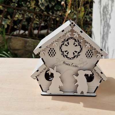 DXF, SVG Files for Laser Easter Bunny Candy House, House With Opening ...