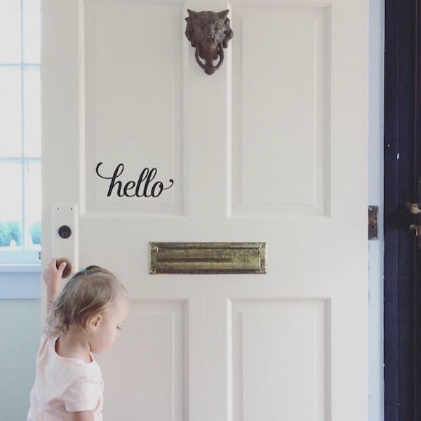 Front Door Decal, Personalized Decal, Custom Vinyl Lettering, Hello ...