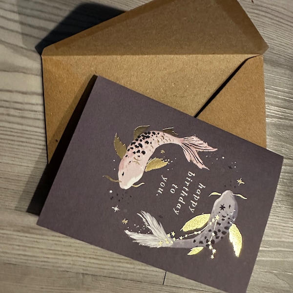 Pisces Birthday Card | Zodiac Birthday Card | Astrology Birthday Card ...