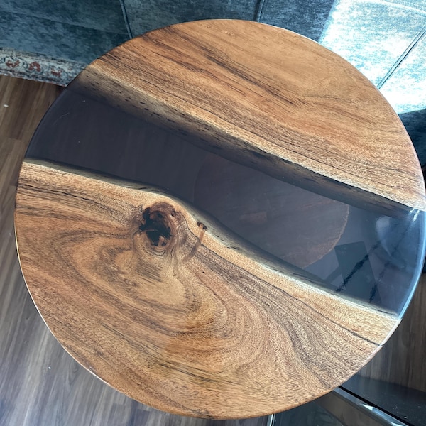 Luxury Copper Epoxy Wooden Table, Live Edge Table , Epoxy Ocean River ...