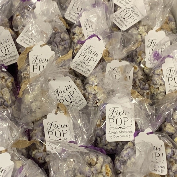 Fixin' to Pop Baby Shower Favor Kits-3 TAG COLORS | Popcorn Favor-20 ...