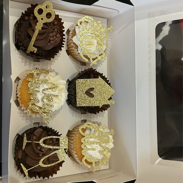 Personalised New Home Cupcake Toppers, First Home, House Warming, Cake ...