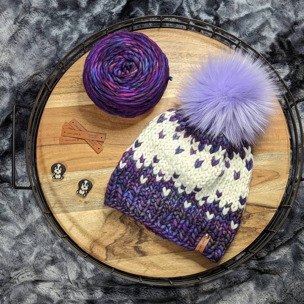 KNITTING PATTERN - Easy Beginner Colorwork Beanie - Super Bulky ...