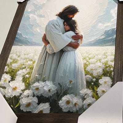 Compassionate Embrace, Christian Wall Art, Jesus and Girl Art, Jesus ...
