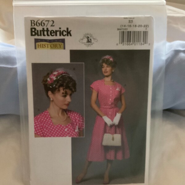 1950's Reprint Butterick 6672 A5 (6-8-10-12-14) OR E5 (14-16-18-22 ...