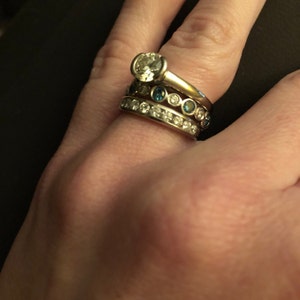 14k Diamond Curve Wave Band Ring Midi, Stacker, Matching Trio in Your ...