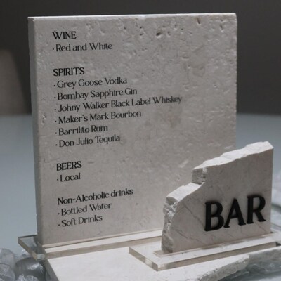 Marble Stone Bar Sign Wedding Unique Signage Menu Sign Drink Sign Bar ...