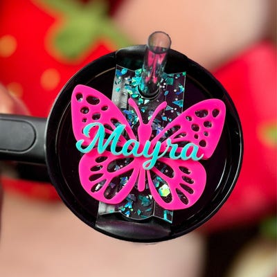 Butterfly Stanley Topper SVG Laser Ready Stanley Name Tag Stanley Name ...