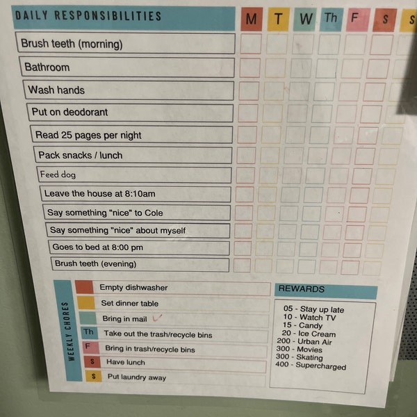 Responsibility Chore Chart for Kids Fully Editable Daily Weekly Routine ...