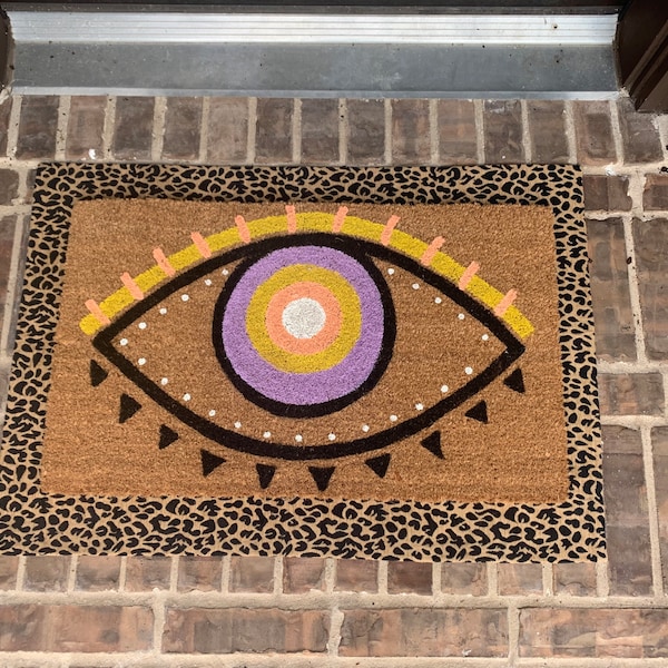 Colorful and Mystic Evil Eye Doormat, Boho Style Welcome Mat for Your ...