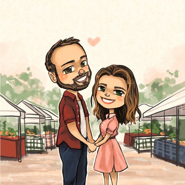 Chibi Portrait- Four Characters Friends & Family: Custom Illustration ...