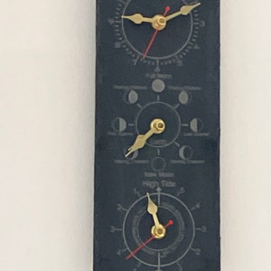 Laser Engraved Time, Tide and Moon Phase Indoor SLATE WALL CLOCK 12cm X ...