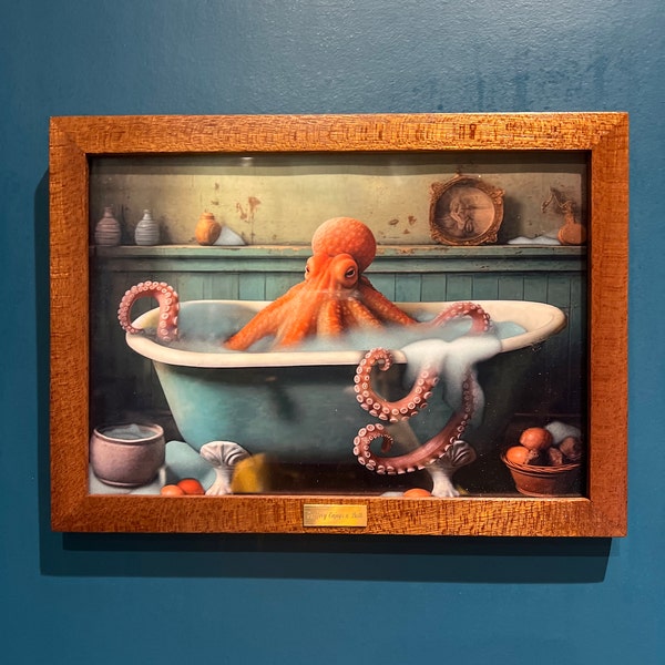 Octopus Print Bathroom Art, Fine Art Giclee, Baroque Painting Wall Art ...