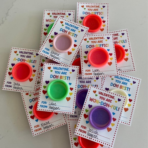 Playdoh Valentines, Printable Valentine Cards, Non-candy Valentine ...