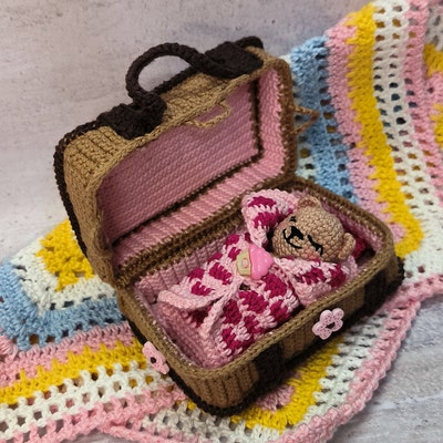 PDF Crochet Pattern Teddy Bear in Suitcase, Small Toy Pattern ...