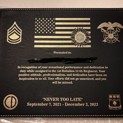 NCO Backbone of the Army Plaque Induction, Promotion, Soldier, Army ...