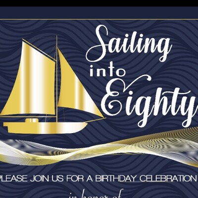 Nautical Birthday Invitation, Sailing Into Sixty Invitation, Golden ...