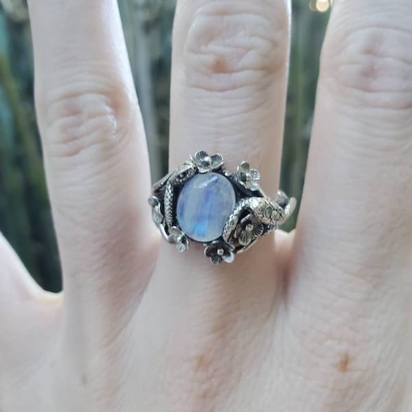 Moonlight Garden Stroll, Nature Inspired Snake Ring, Sterling Silver ...