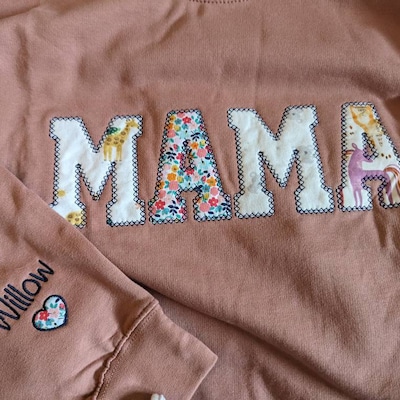 Mama Embroidered Baby Clothes Keepsake Applique Sweatshirt Mama ...