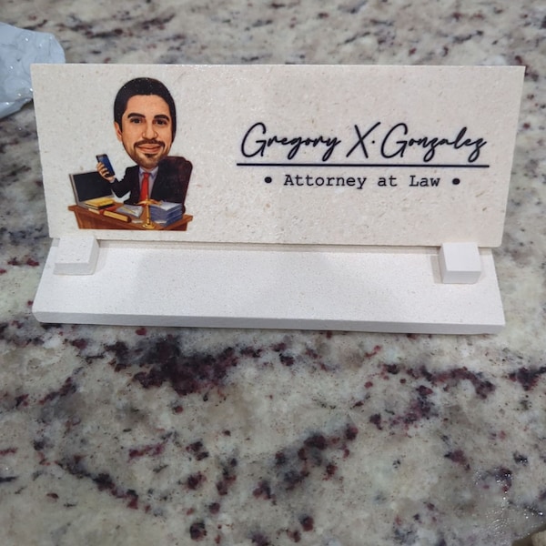 Lawyer Desk Name Plate for Men With Caricature, Male Attorney Desk Sign ...