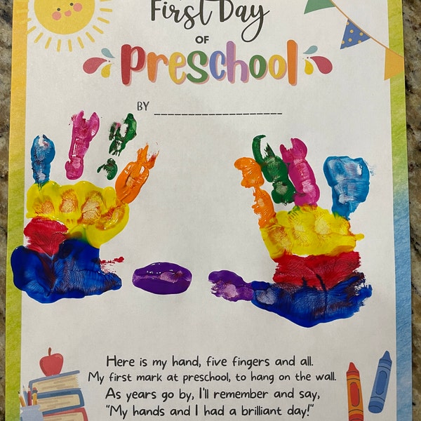 Pencil Handprint Art, Back to School Poem Craft, First Day of School ...