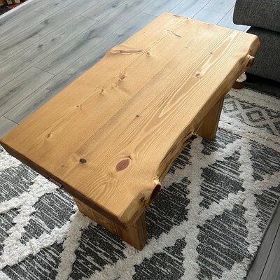 LINA Waney Edge Chunky Coffee Table Solid Rustic Wood - Etsy UK
