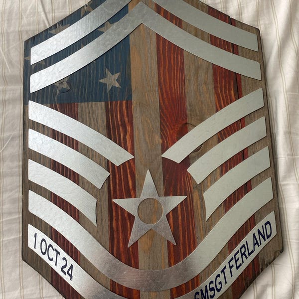 Rustic Space Force Military Rank Wall Plaque Metal & Wood Free Shipping ...