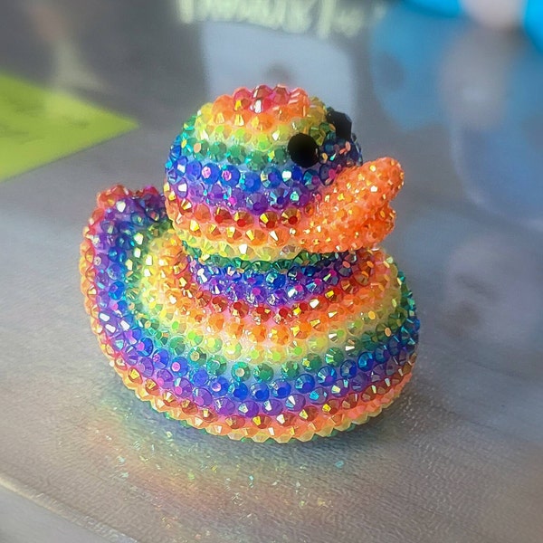 Orange Rhinestone Rubber Duck, Orange Bling Duck, Orange Bedazzled ...