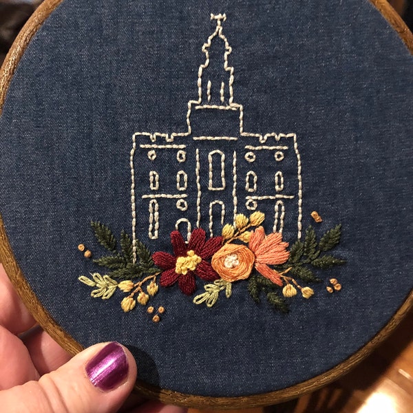 St George LDS Temple Hand Embroidery Pattern - Digital PDF Download ...
