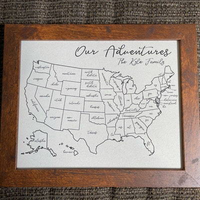Personalized Push Pin Map of the United States With Cotton Canvas - Etsy