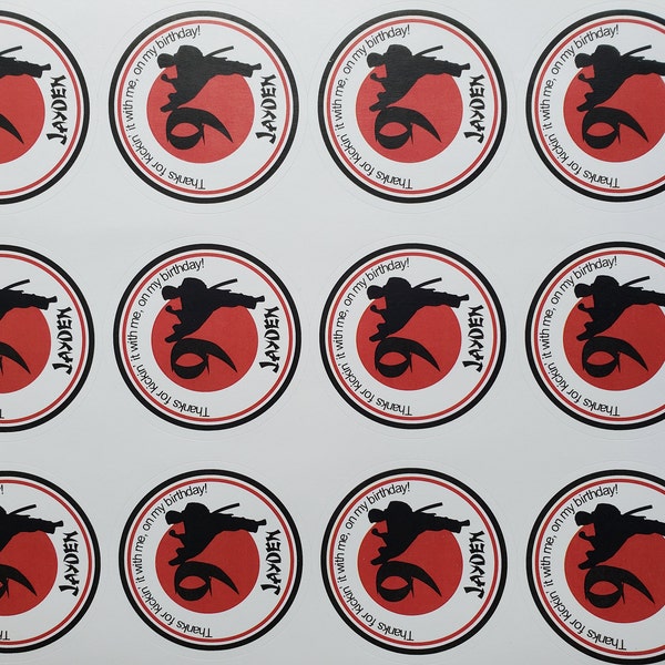 Karate Stickers, Karate Birthday Party, Karate Labels, Boys Karate ...
