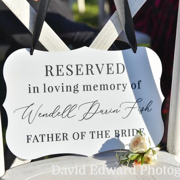 Reserved in Loving Memory Wedding Sign, Reserved Seat Sign, This Seat ...