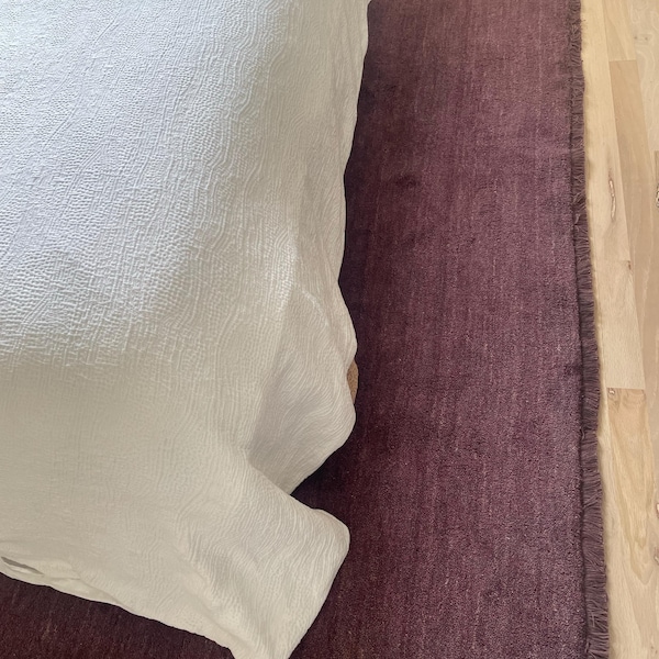 Handloom Frame Rug - Rust Red Color Wool Rug Handwoven, Hand Knotted ...